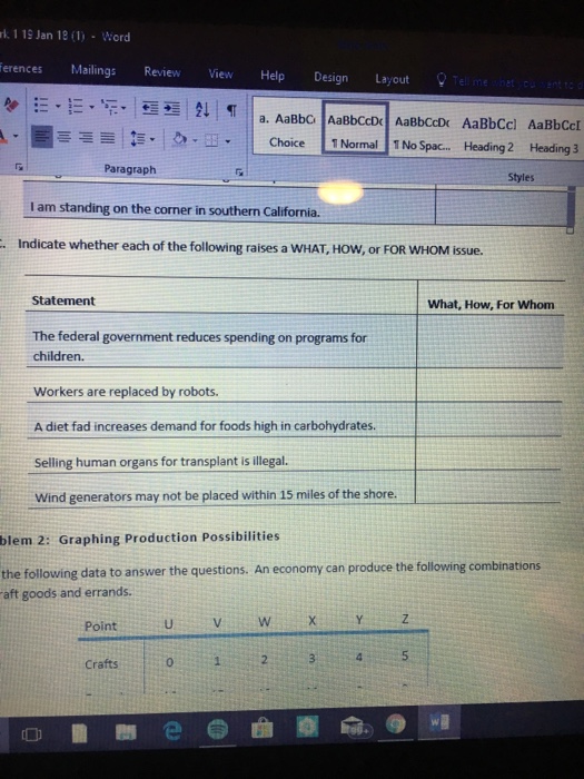 Solved k1 19 Jan 1) Word erences Mailings Review View Help | Chegg.com