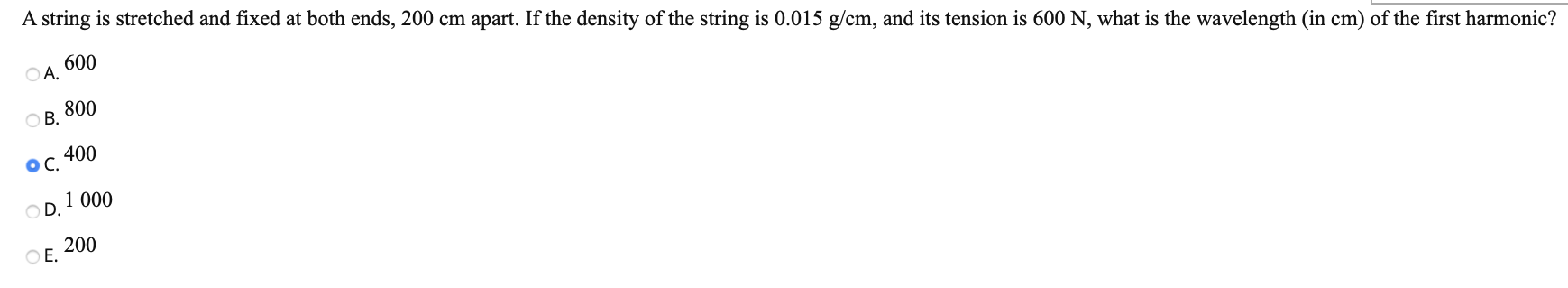 Solved A string is stretched and fixed at both ends, 200 cm | Chegg.com