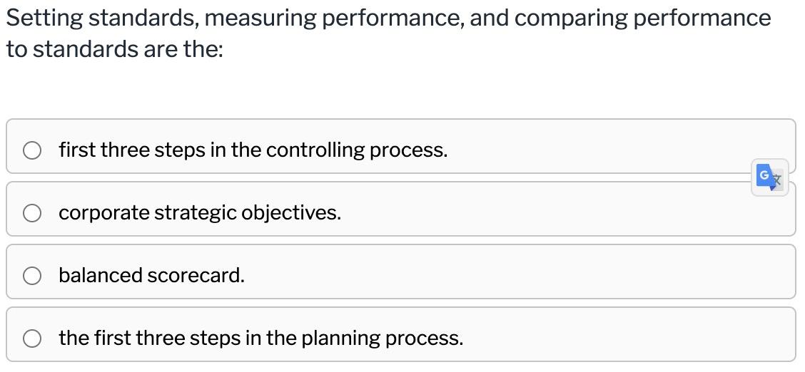 Solved Setting standards, measuring performance, and | Chegg.com
