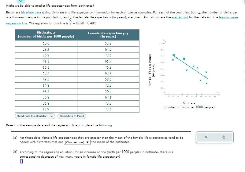 Solved Might we be able to predict life expectancies from | Chegg.com