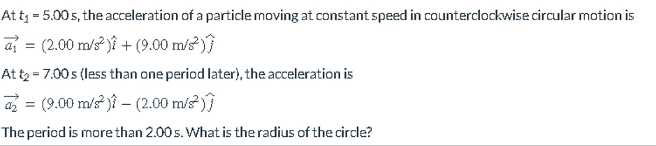 Solved At t1=5.00s, ﻿the acceleration of a particle moving | Chegg.com