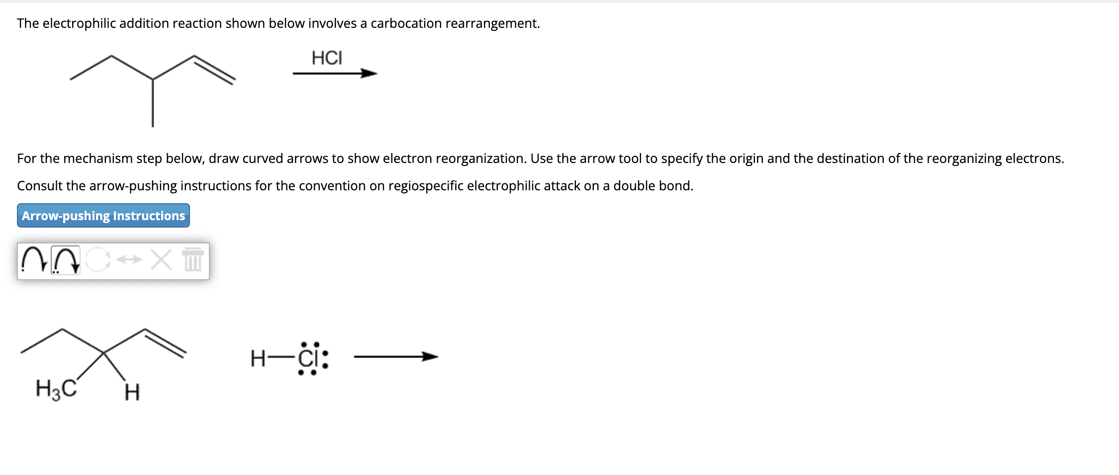 Solved The electrophilic addition reaction shown below | Chegg.com