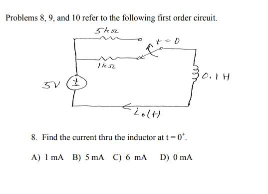 Solved Problems 8,9 , and 10 refer to the following first | Chegg.com