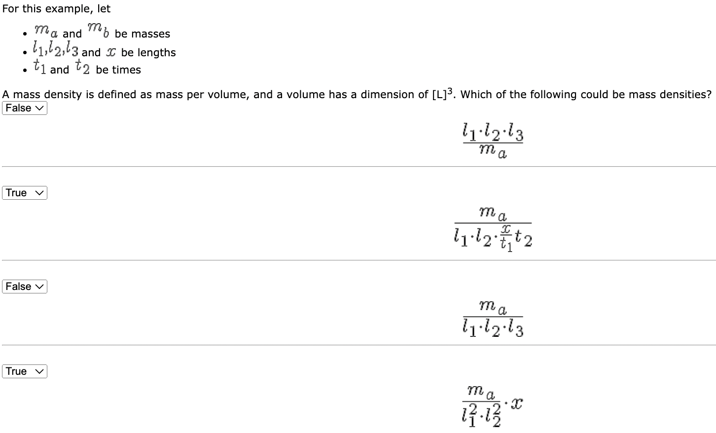 Solved A mass density is defined as mass per volume, and a | Chegg.com