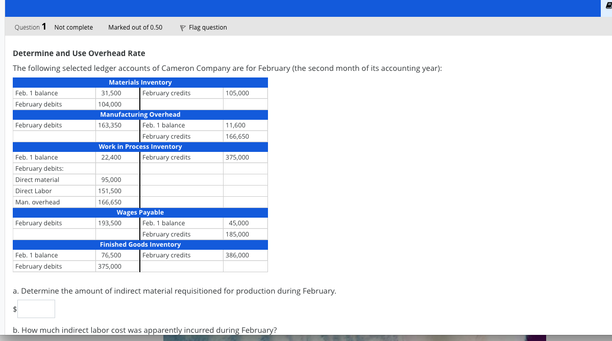 Solved Question 1 Not complete Marked out of 0.50 P Flag | Chegg.com