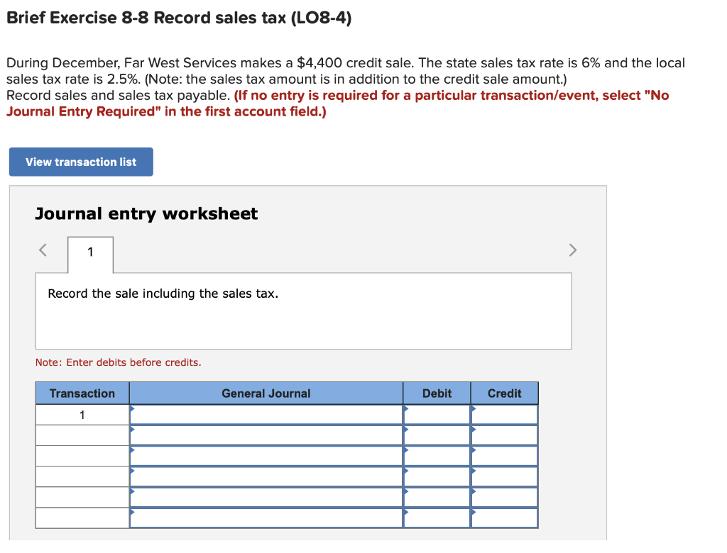 Solved Brief Exercise 8-8 Record sales tax (LO8-4) During | Chegg.com Solved Brief Exercise 8-8 Record sales tax (LO8-4) During | Chegg.com