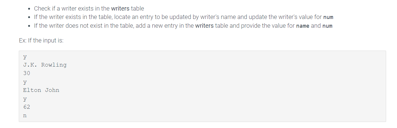Solved 6.23 LAB: Python insert/update sqlite3 datafiles | Chegg.com
