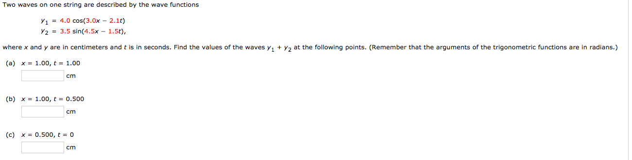 Solved Two waves on one string are described by the wave | Chegg.com
