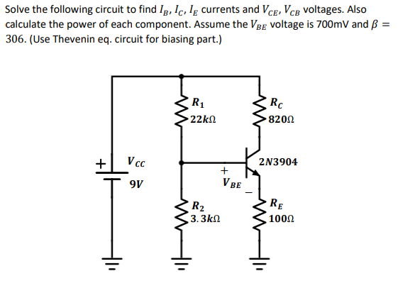 Solved Solve the following circuit to find 1g, Ic, le | Chegg.com