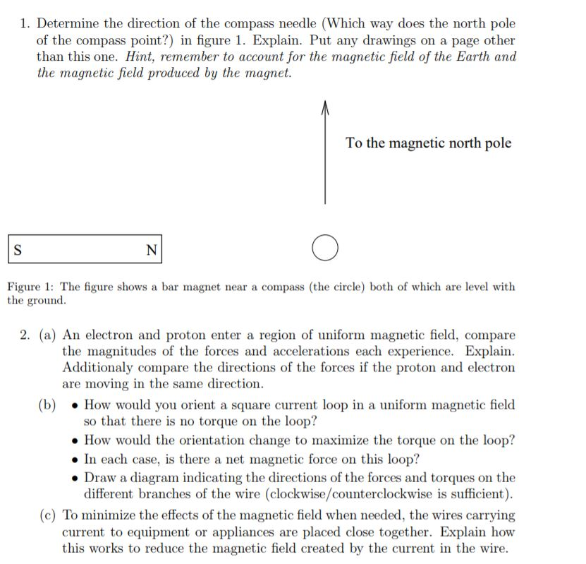 Solved 1. Determine the direction of the compass needle | Chegg.com
