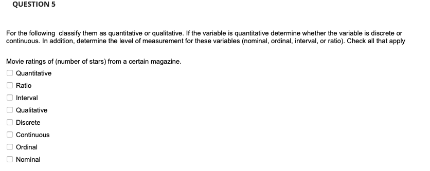Solved For the following classify them as quantitative or | Chegg.com