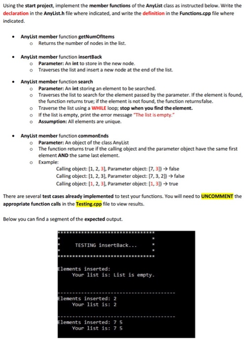 Solved Using the start project, implement the member | Chegg.com