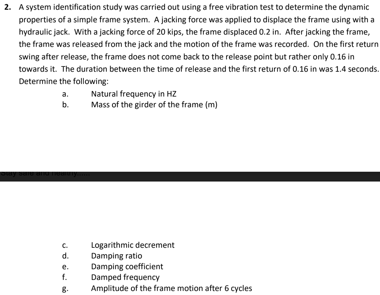 Solved 2. A system identification study was carried out | Chegg.com