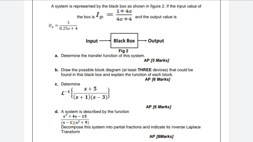 Solved A system is represented by the black box as shown in | Chegg.com