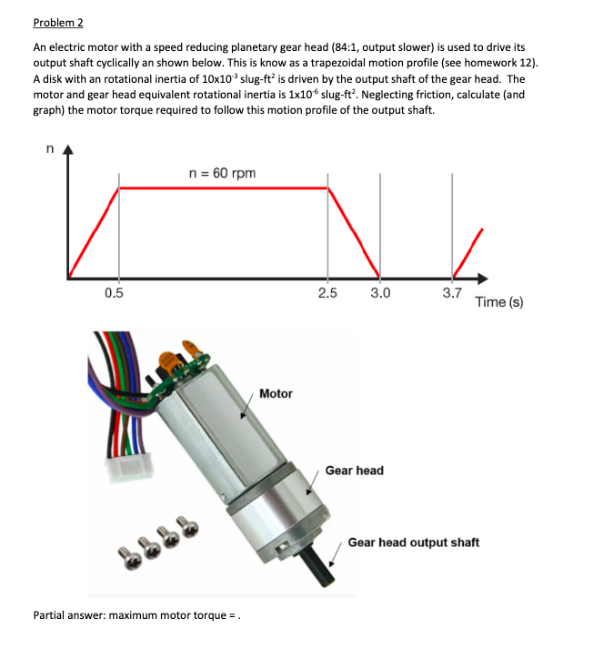 Solved Problem 2 An electric motor with a speed reducing | Chegg.com