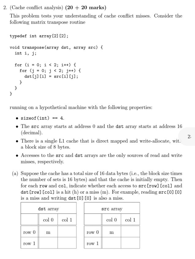 Solved 2. (Cache conflict analysis) (20 20 marks) This | Chegg.com