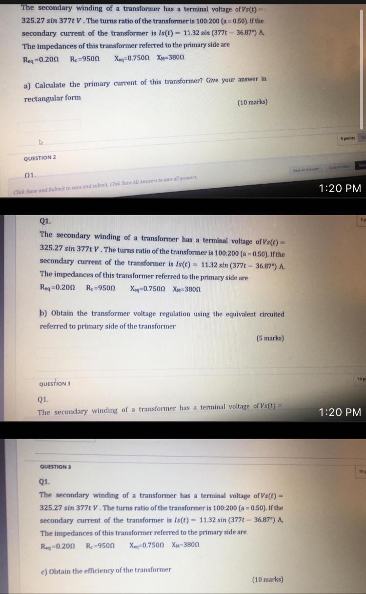 Solved The secondary winding of a transformer has a terminal | Chegg.com