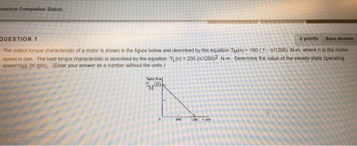 Solved The output torque characteristic of a motor is shown | Chegg.com