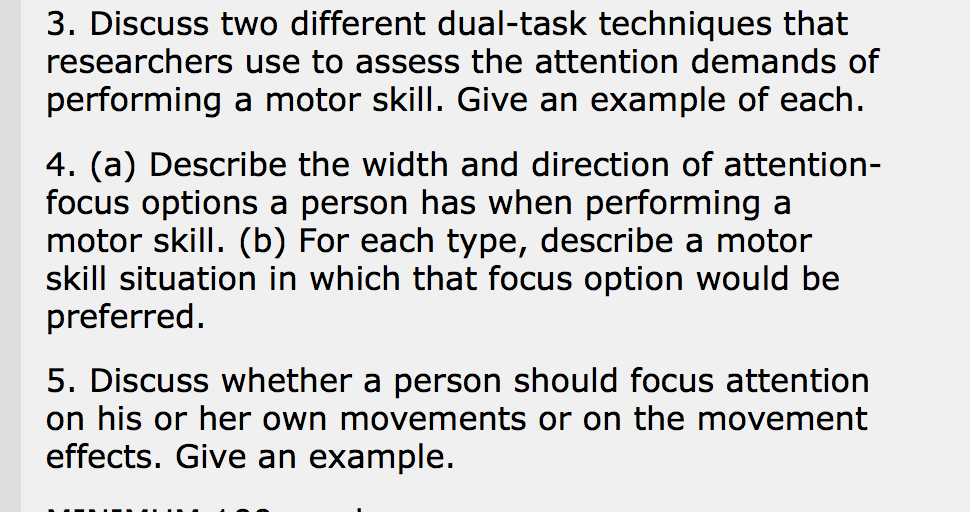 Solved 3. Discuss two different dual-task techniques that | Chegg.com