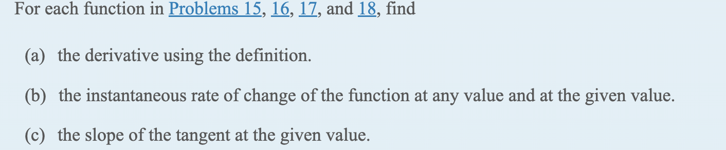 Solved For each function in Problems 15,16,17, and 18, find | Chegg.com