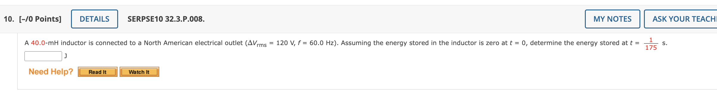 Solved [-/0 Points] SERPSE10 32.3.P.008. ] | Chegg.com