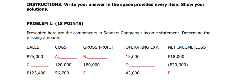 Solved INSTRUCTIONS: Write your answer in the space provided | Chegg.com
