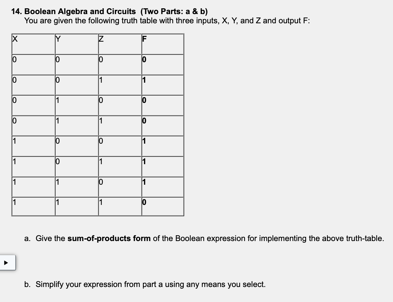 Solved 14. Boolean Algebra and Circuits (Two Parts: a \& b) | Chegg.com