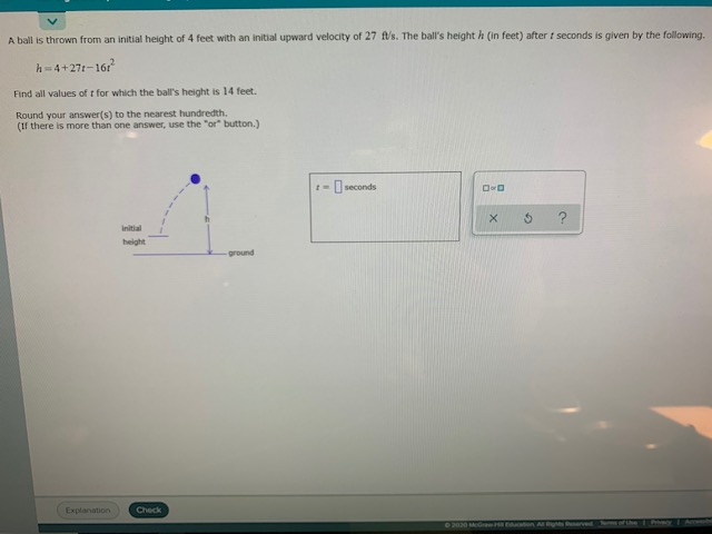 Solved A ball is thrown from an initial height of 4 feet | Chegg.com