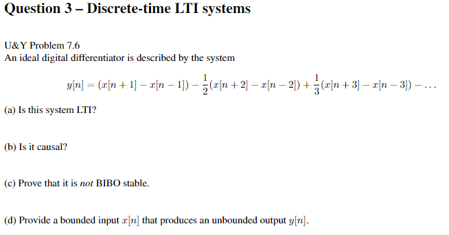 Solved Question 3 - Discrete-time LTI systems U\&Y Problem | Chegg.com