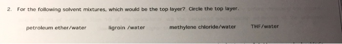 Solved For the following solvent mixtures, which would be | Chegg.com