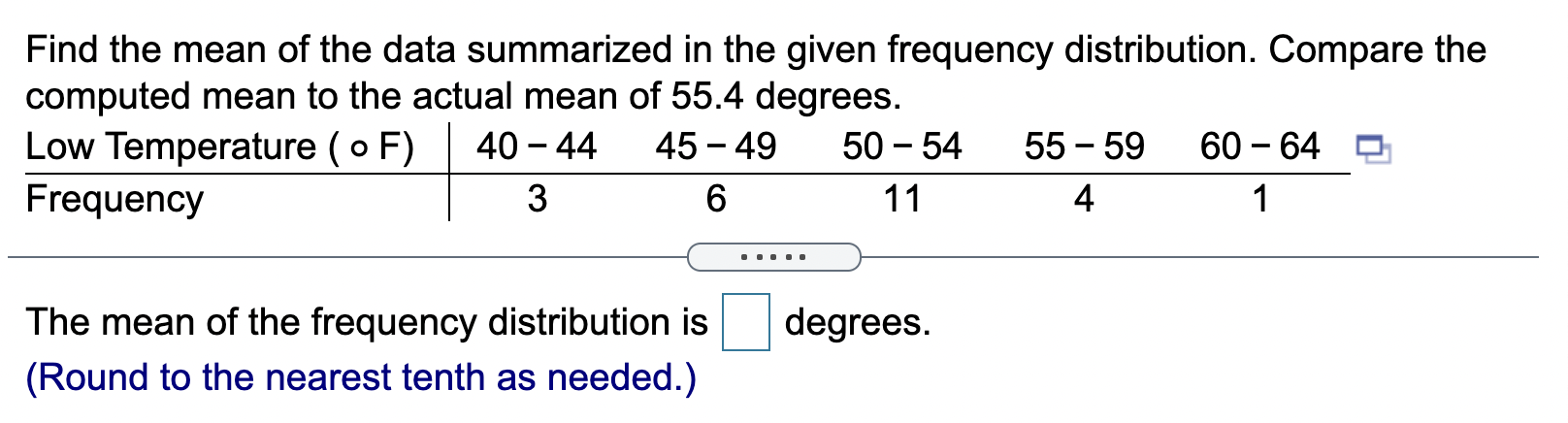 Solved Lesson 3.1.29: Find the mean of the data summarized | Chegg.com