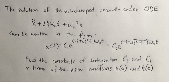 Solved The solution of the overdamped second-order ODE can | Chegg.com