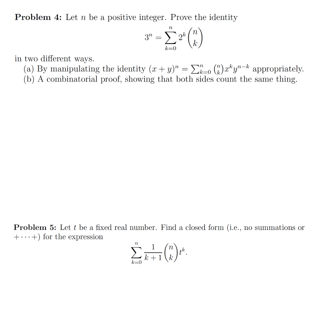 Solved Problem 4: Let n be a positive integer. Prove the | Chegg.com