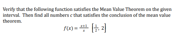 Solved Verify that the following function satisfies the Mean | Chegg.com
