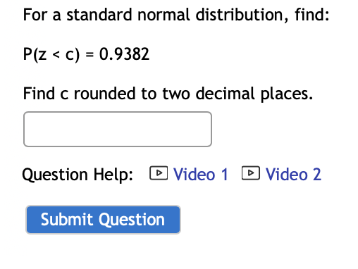 Solved For A Standard Normal Distribution Find