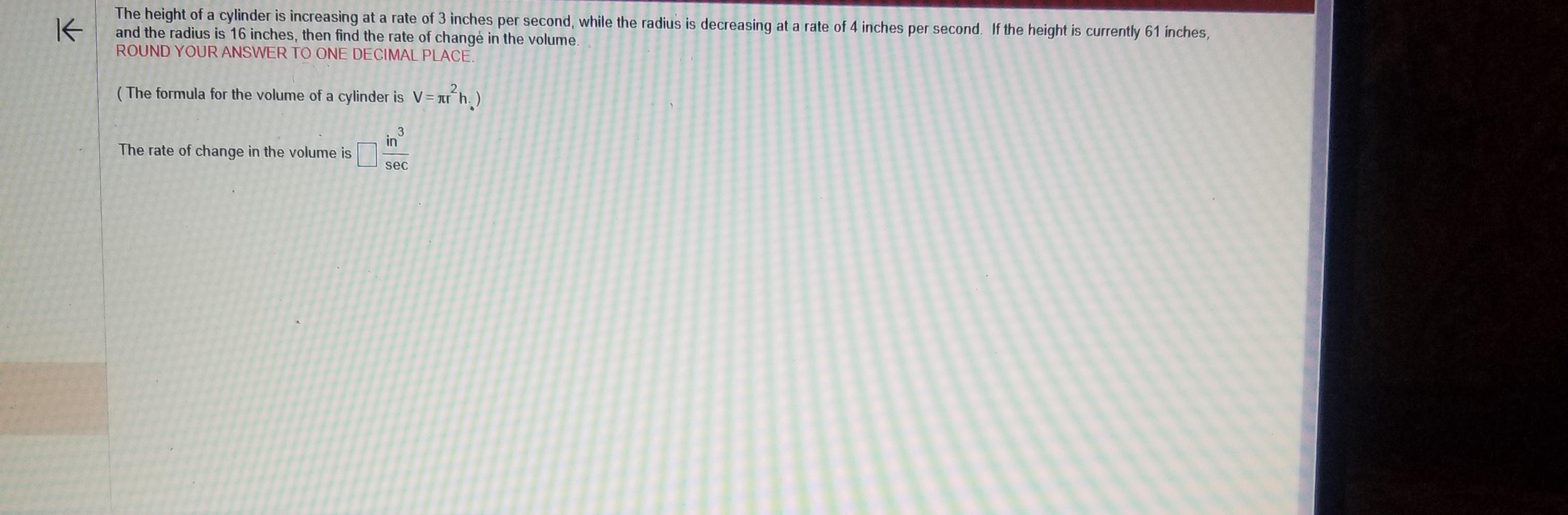 Solved The height of a cylinder is increasing at a rate of 3 | Chegg.com