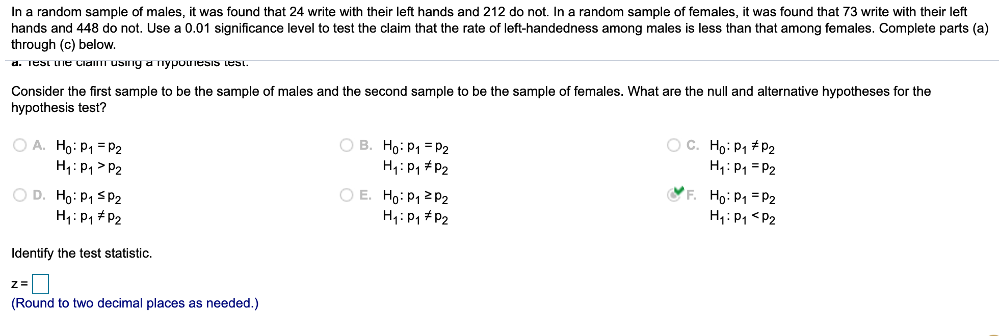 Solved In a random sample of males, it was found that 24 | Chegg.com