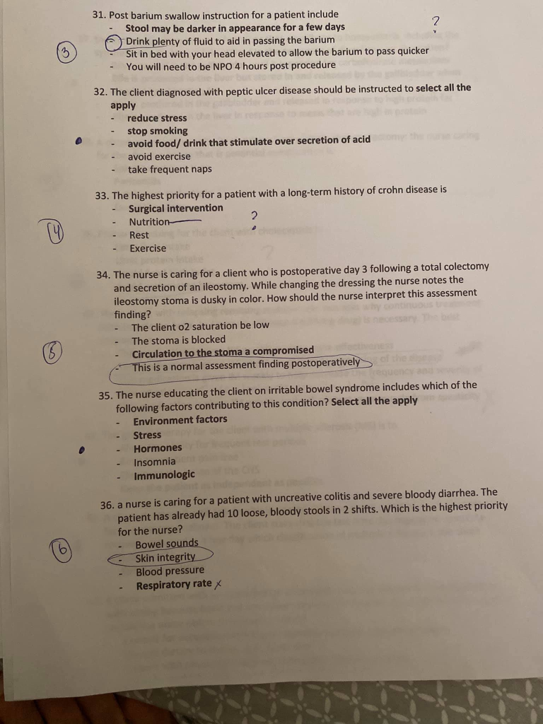 Solved 31. Post barium swallow instruction for a patient | Chegg.com