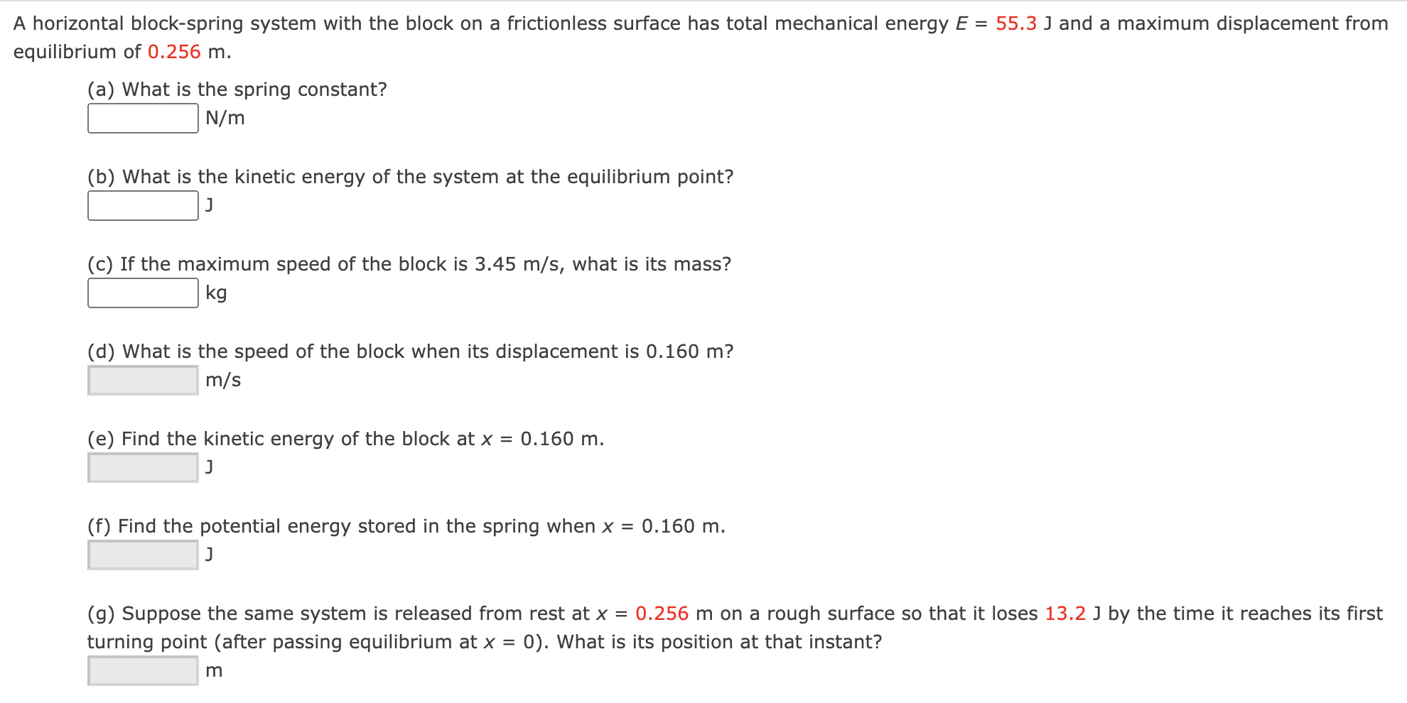 Solved A horizontal block-spring system with the block on a | Chegg.com