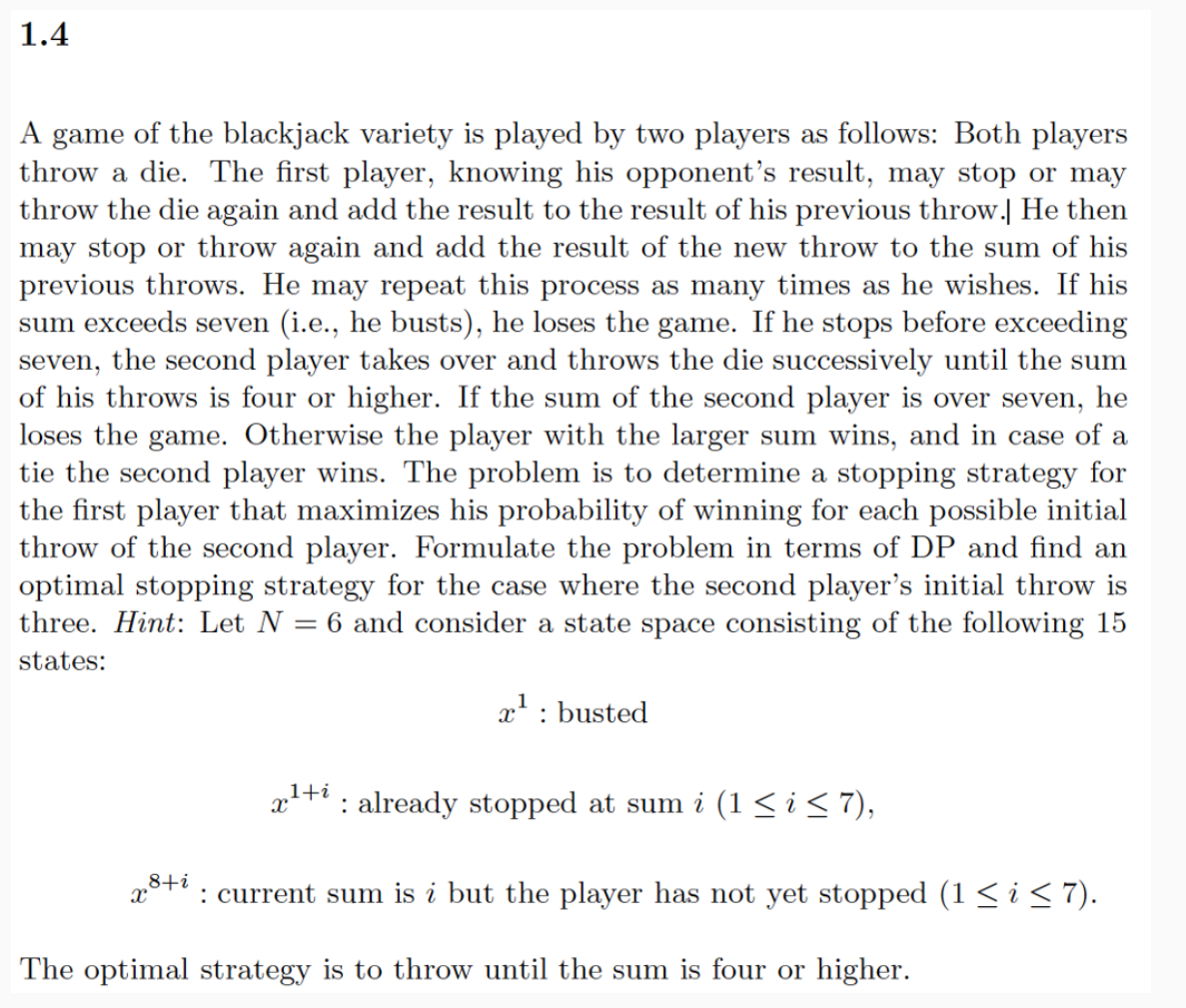 Solved 1.4A game of the blackjack variety is played by two | Chegg.com