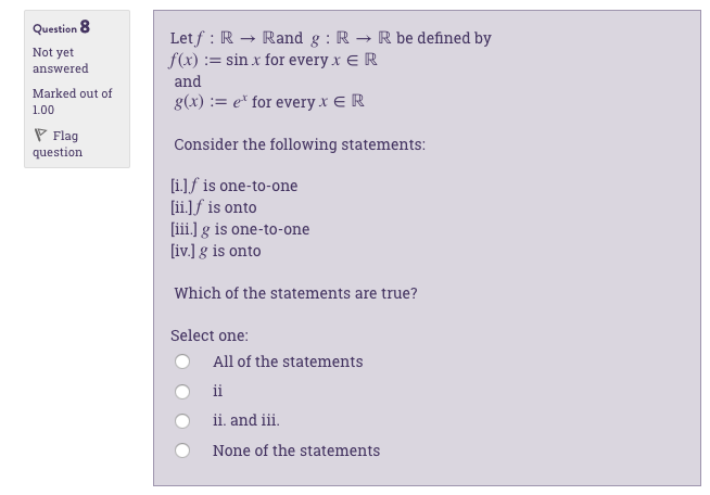 Solved Question Letf RRand g R -> R be defined by f(x)=sinx | Chegg.com