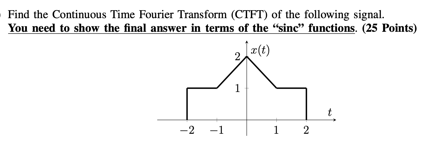 Solved - Find the Continuous Time Fourier Transform (CTFT) | Chegg.com