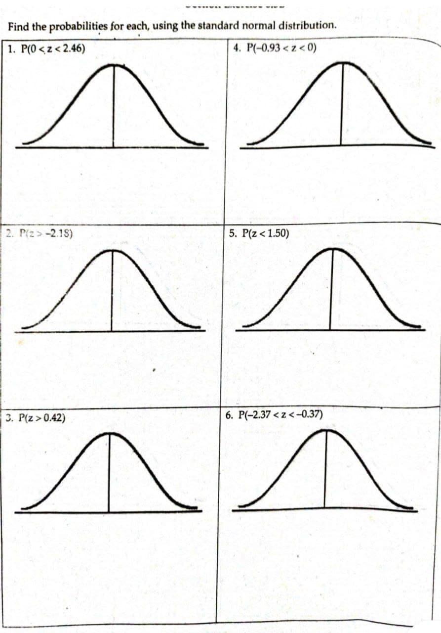 Solved Find the probabilities for each, using the standard | Chegg.com