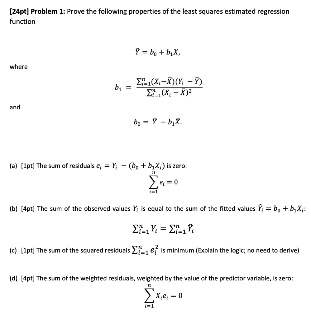 Solved [24pt] Problem 1: Prove the following properties of | Chegg.com