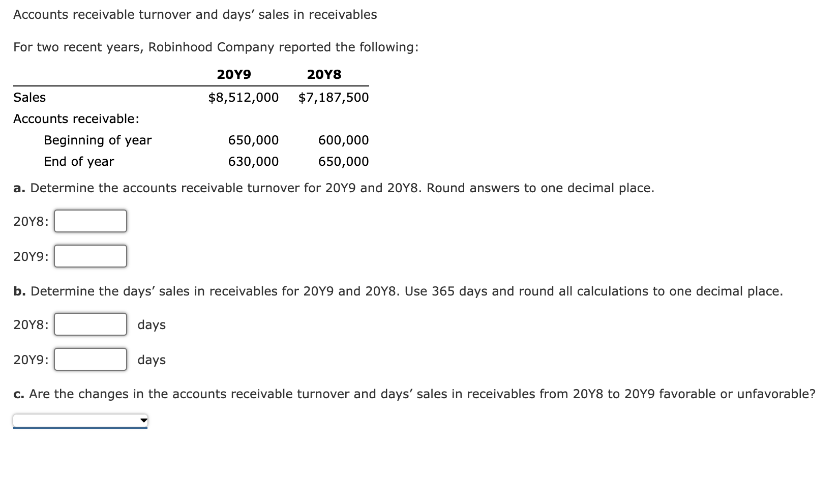 Solved Accounts receivable turnover and days' sales in | Chegg.com