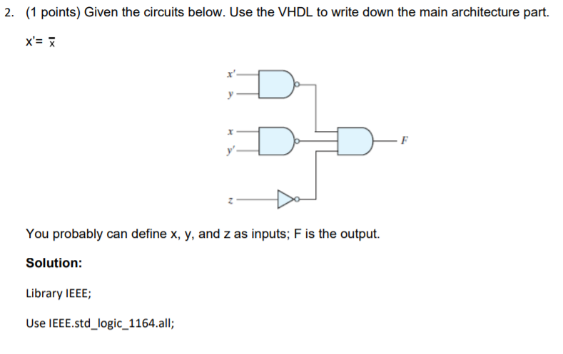 Solved 2. (1 points) Given the circuits below. Use the VHDL | Chegg.com