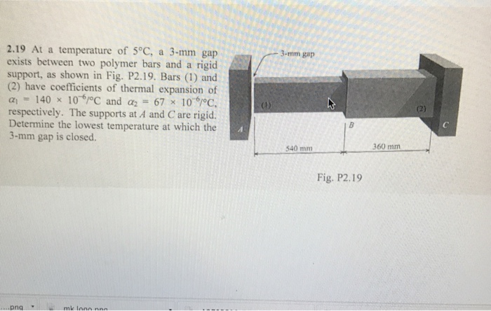 Solved At a temperature of 5 degree C, a 3-mm gap exists | Chegg.com