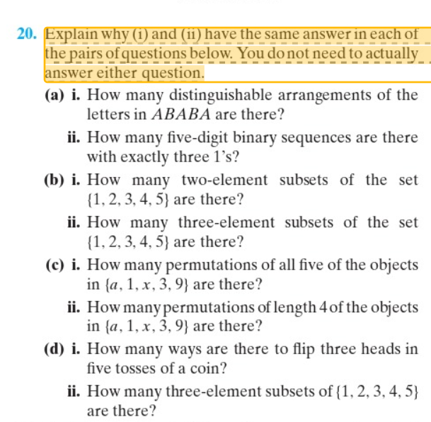 Solved 20. Explain why (1) and (ii) have the same answer in | Chegg.com
