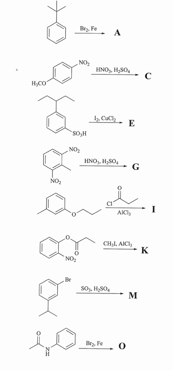 Solved Br2,FeA HNO3,H2SO4C I2,CuCl2E HNO3,H2SO4G | Chegg.com