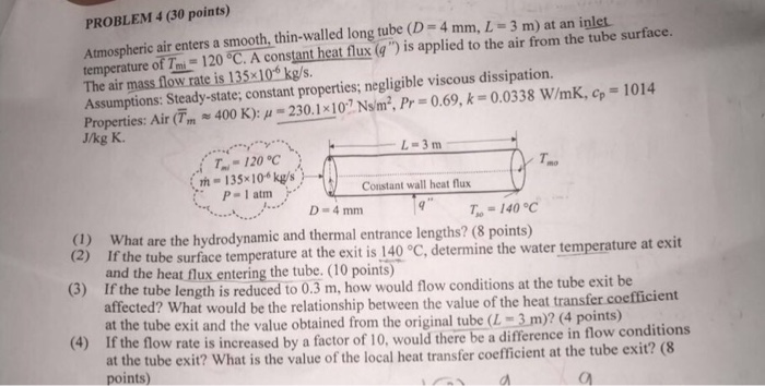 Solved Atmospheric air enters a smooth, thin-walled long | Chegg.com